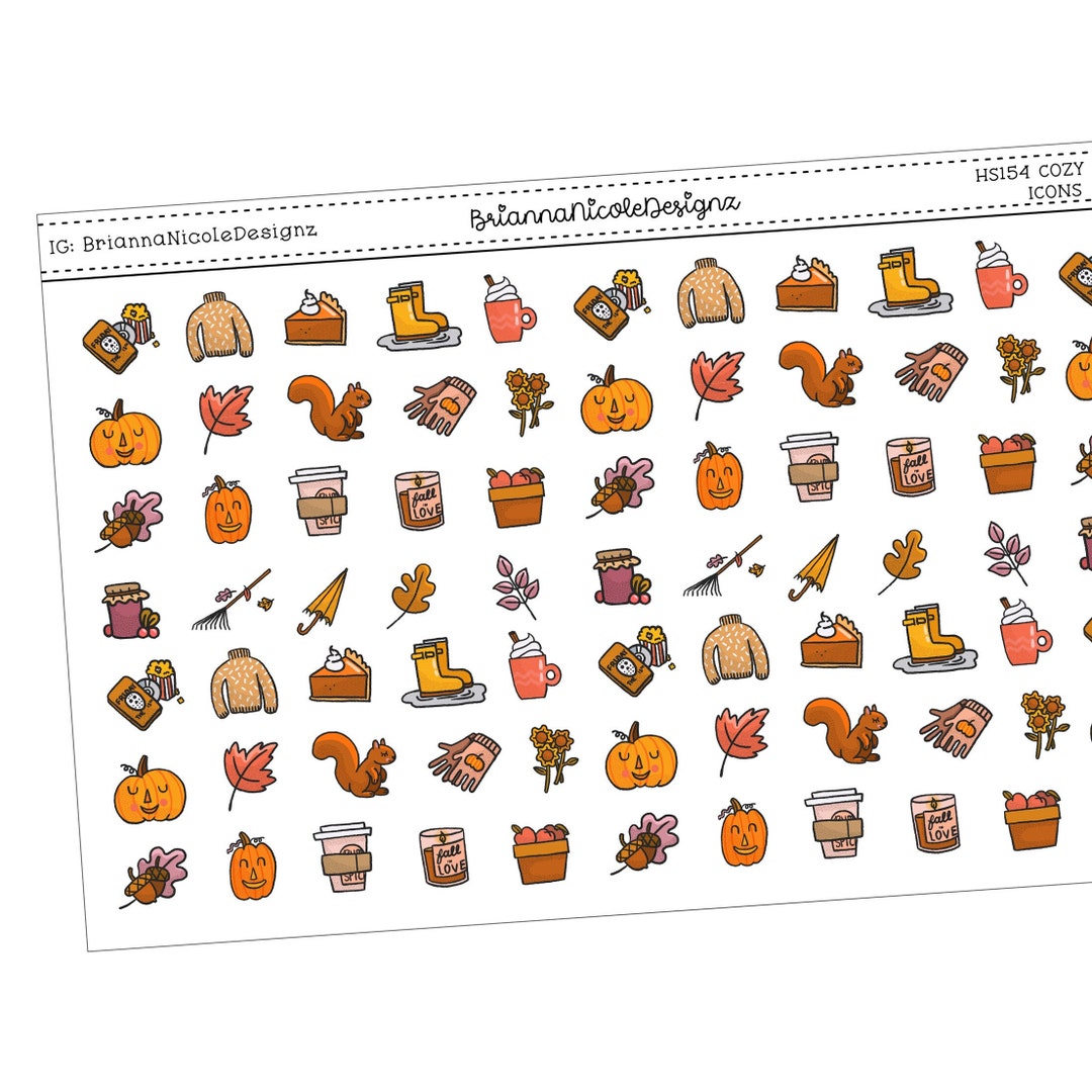 Hs 154 Cozy Fall Icons | Fall | Autumn Stickers| Pumpkins| Cozy Fall ...
