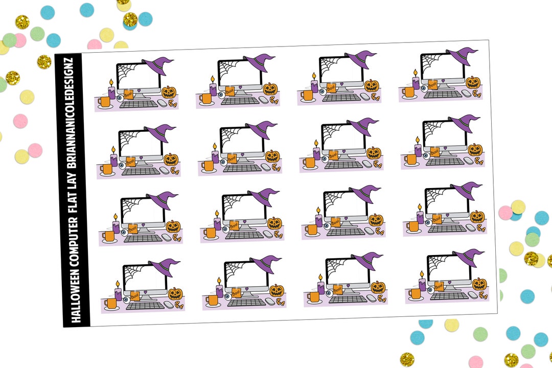 Halloween Computer Flat Lay | Halloween Planner Stickers| Spooky ...