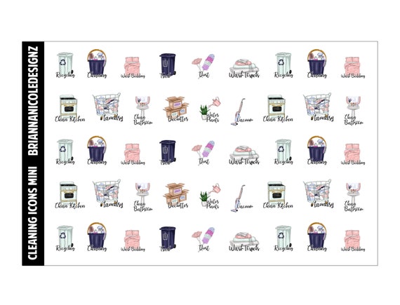 Cleaning Icons Mini Planner Stickers - Etsy