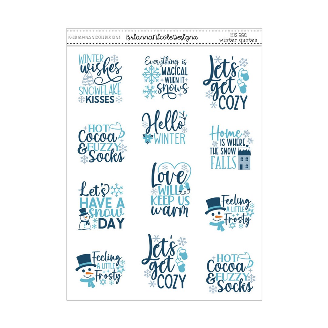 HS 221 Winter Quotes | Planner Stickers - Etsy