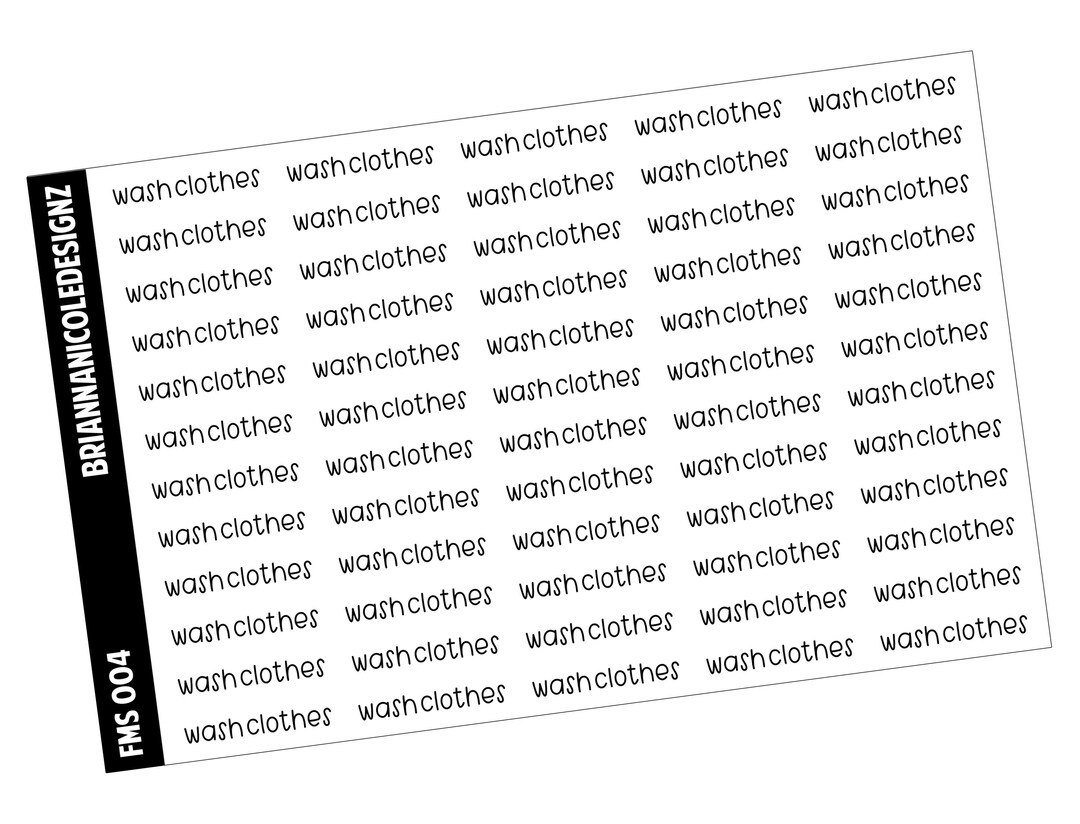 FMS004 Wash Clothes Script | Planner Stickers - Etsy