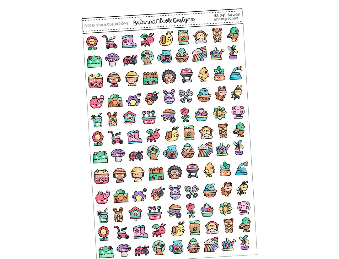 HS249 Kawaii Spring Icons | Planner Stickers | Spring Planner Stickers ...