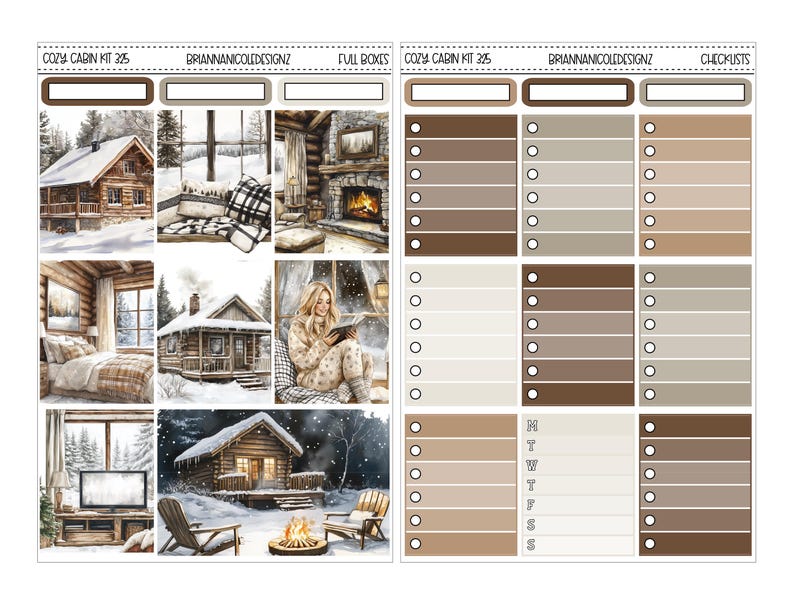 KIT 325 Cozy Cabin | Winter Planner Stickers | Winter Sticker Kits - Etsy
