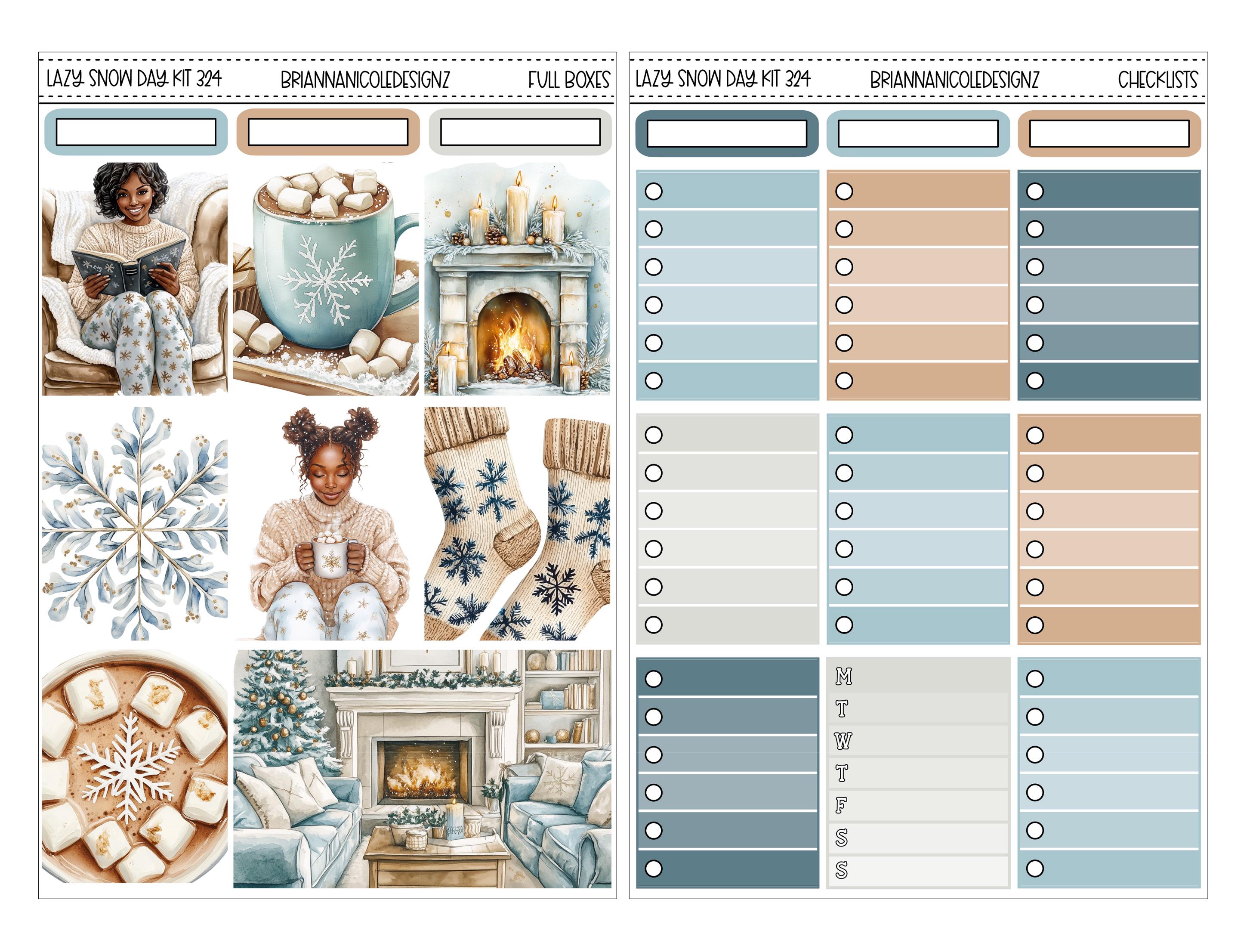 Kit 324 Lazy Snow Day | Winter Planner Stickers - Etsy