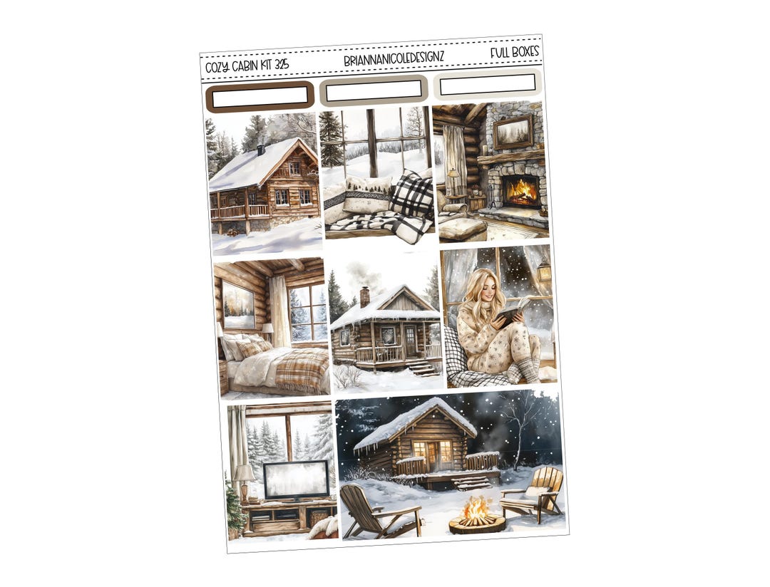 KIT 325 Cozy Cabin | Winter Planner Stickers | Winter Sticker Kits - Etsy