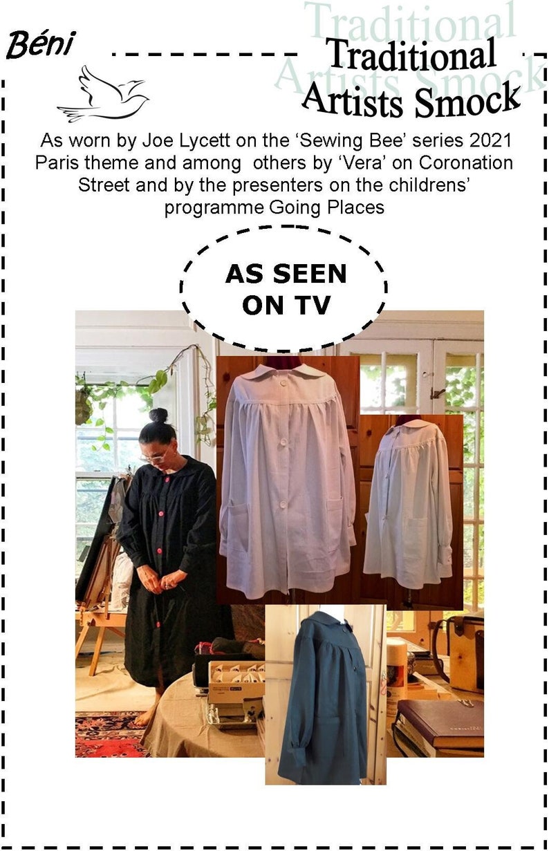 PDF for BENI Artist Smock, Traditional Vintage Style - Etsy