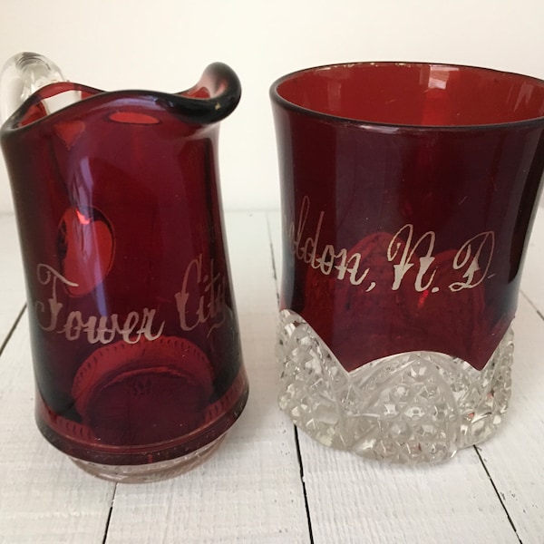 Ruby Red Antique Glassware - Etsy