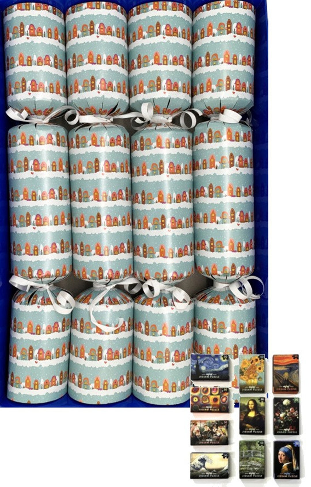 Set of 4 Snowy Street Design Christmas Crackers -with a Masterpiece ...