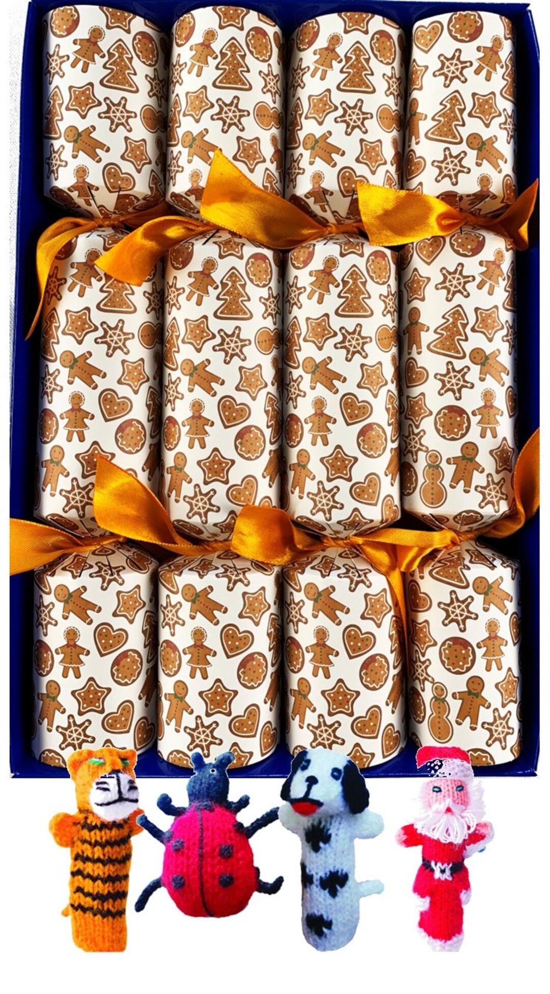 Box of 4 Family Fun Finger Puppet Christmas Crackers - Gingerbread Man ...