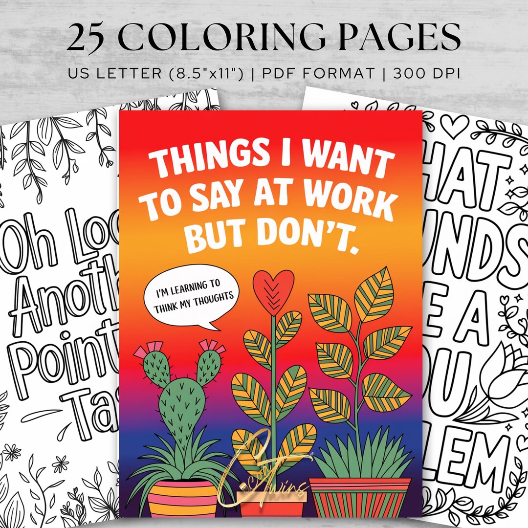 Printable Work Humor Coloring Book With 25 Pages of Funny Office Quotes ...