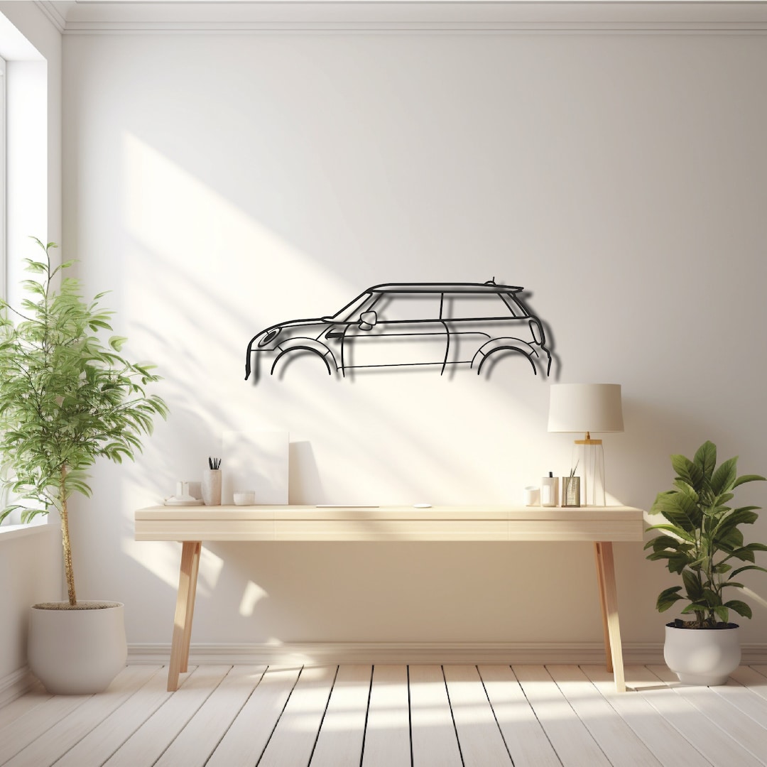 Metal Wall Decor Fits Mini Cooper, Custom Car Silhouette, Metal Wall ...