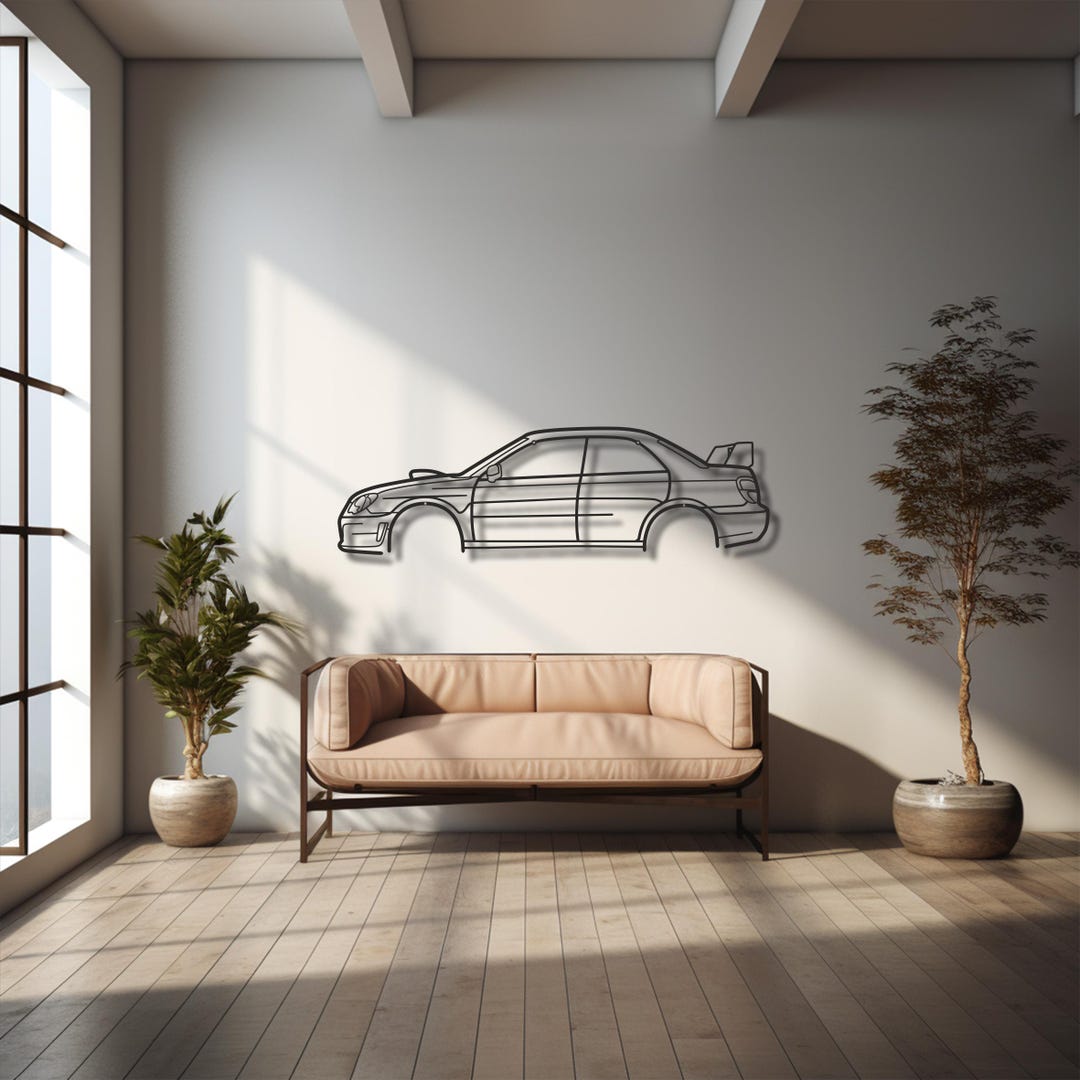 Subaru Impreza Wrx Sti S204 Metal Wall Art , Minimalist Line Silhouette ...