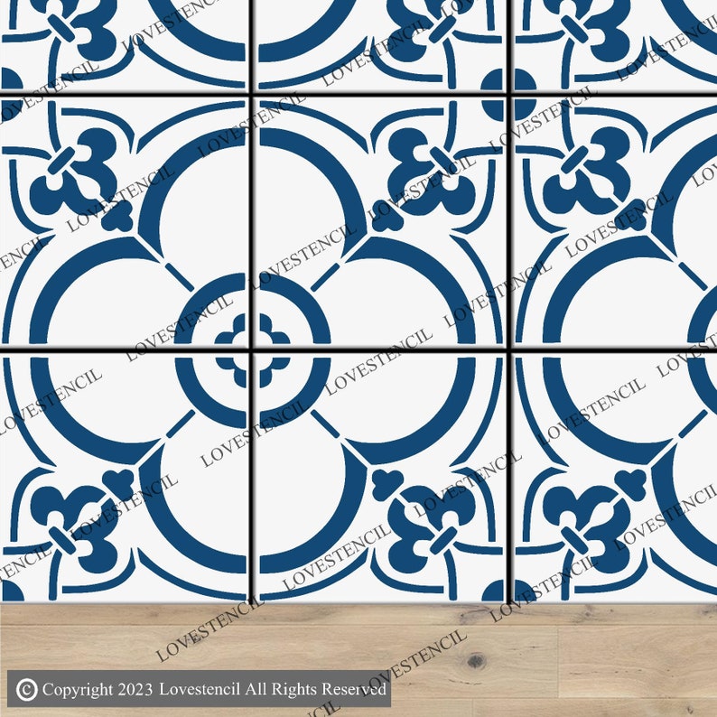Tile Stencils - Lovestencil - Bathroom/kitchen/hallways/floors/walls ...