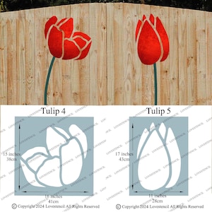 X- Lrg Fence/wall Stencils - Lovestencil - Garden Flowers Heads Tulips ...