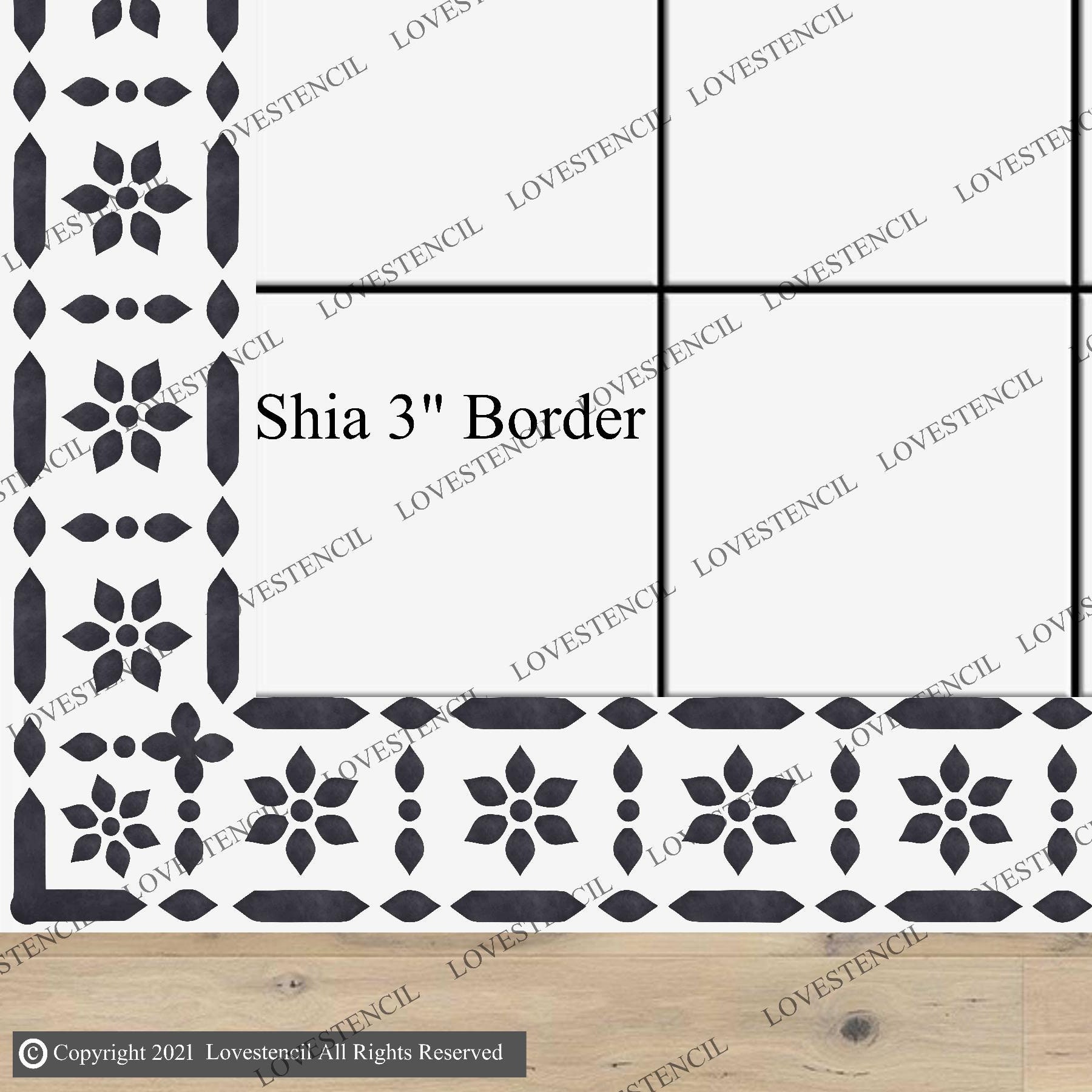 Tile Border/corner Stencils - Lovestencil - Bathroom/kitchen/patio ...