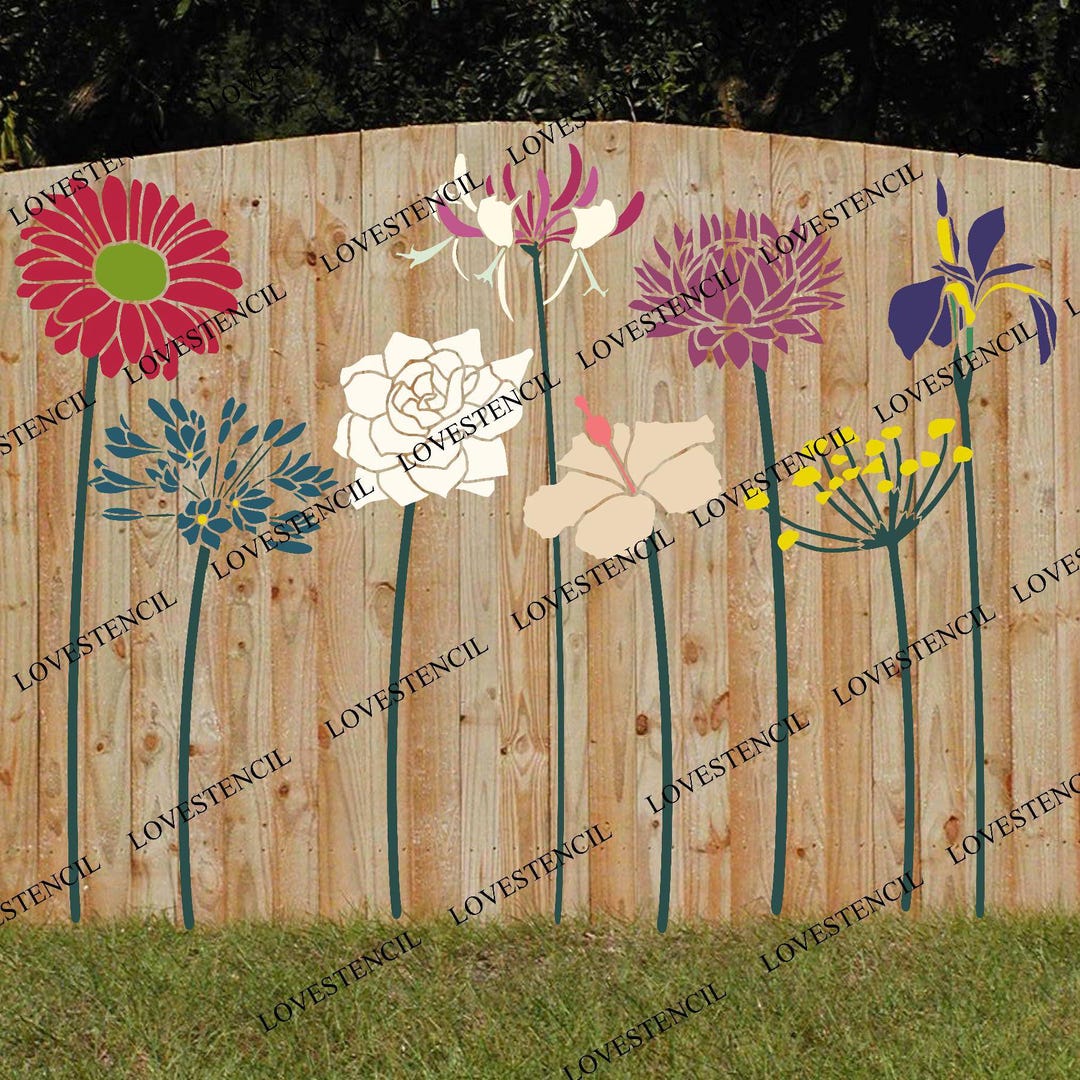 For Garden Gates Large Sunflower Stencils Set - 6 Reusable Templates ...
