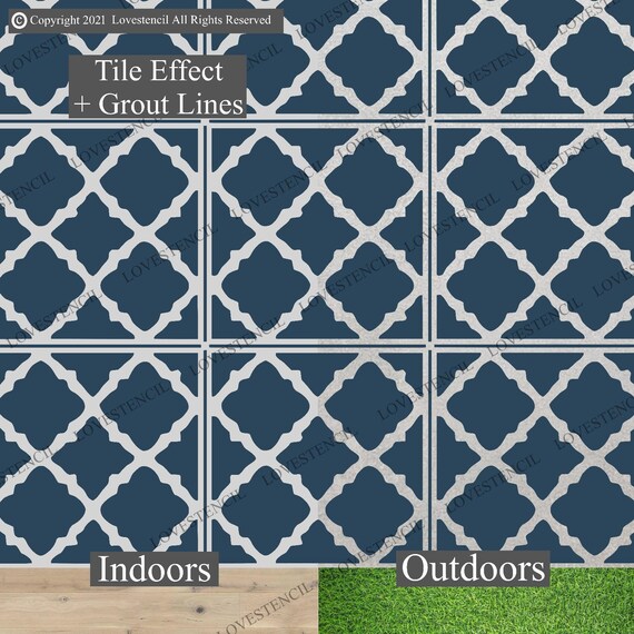 Angela Stencil Tile Effect Lovestencil Grout Lines For Garden Patios ...