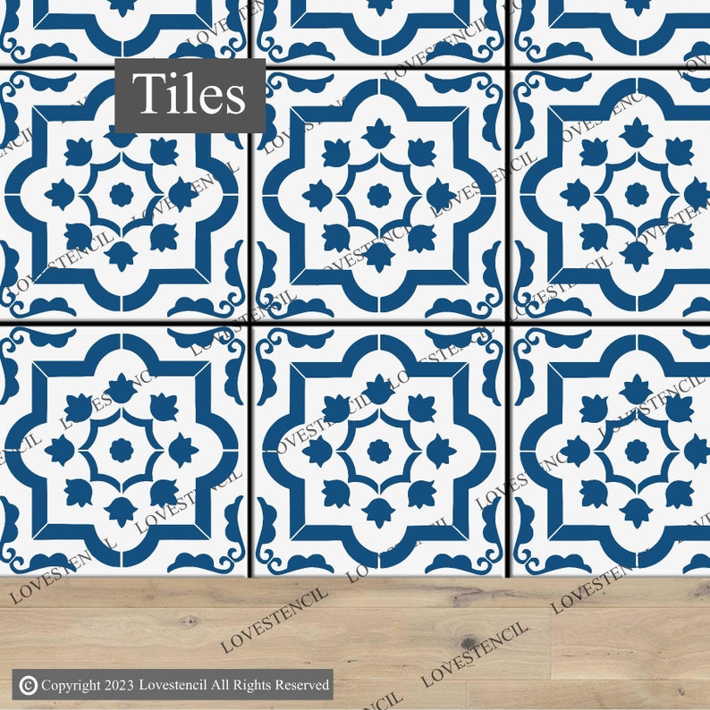Tile Stencils - Lovestencil - Bathroom/kitchen/hallways/floors/walls ...