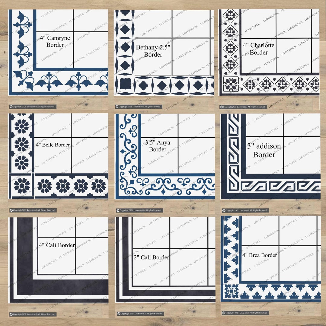 Tile Border/corner Stencils - Lovestencil - Bathroom/kitchen/patio ...