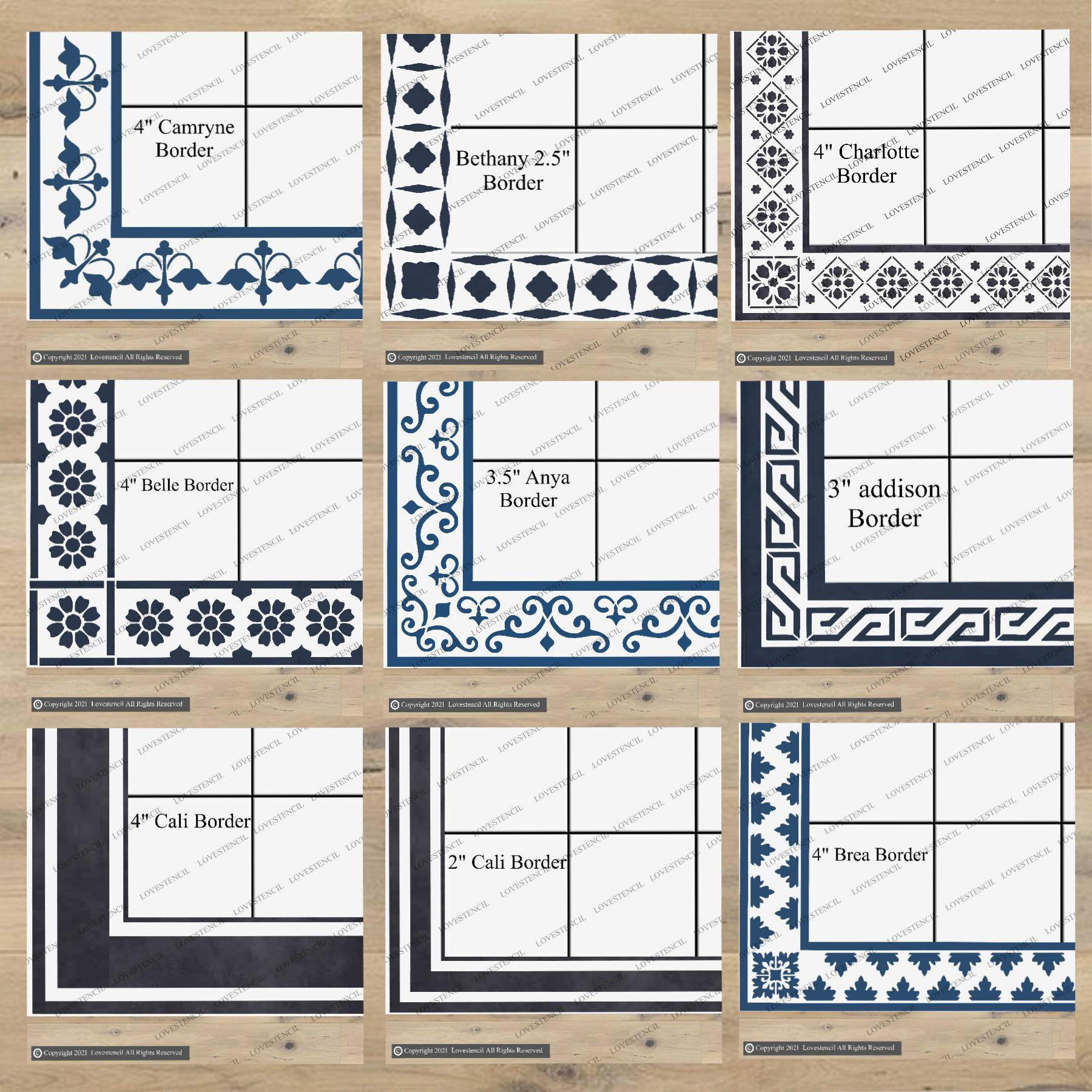 Tile Border/corner Stencils - Lovestencil - Bathroom/kitchen/patio ...