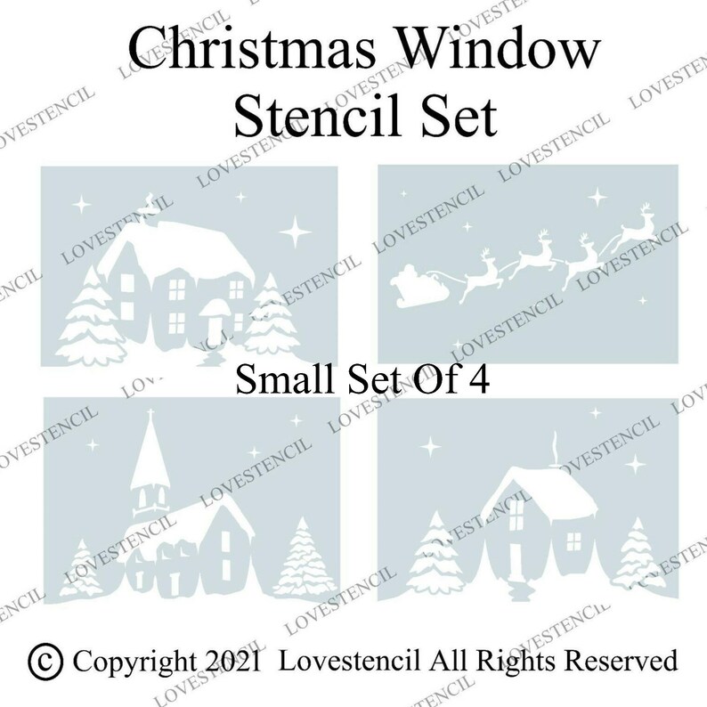 Large Christmas Village Window Stencils Set for Use With Snow - Etsy UK