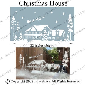 Large Christmas House Window Stencils Set for Use With Snow Spray Set 6 ...