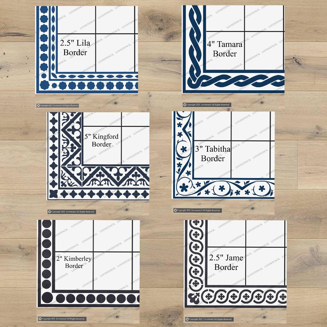 Tile Border/corner Stencils - Lovestencil - Bathroom/kitchen/patio ...