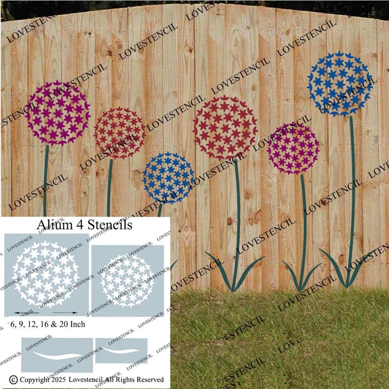 S-XL Fence/wall Stencil Sets - Lovestencil - Garden Flowers Dahlia's ...