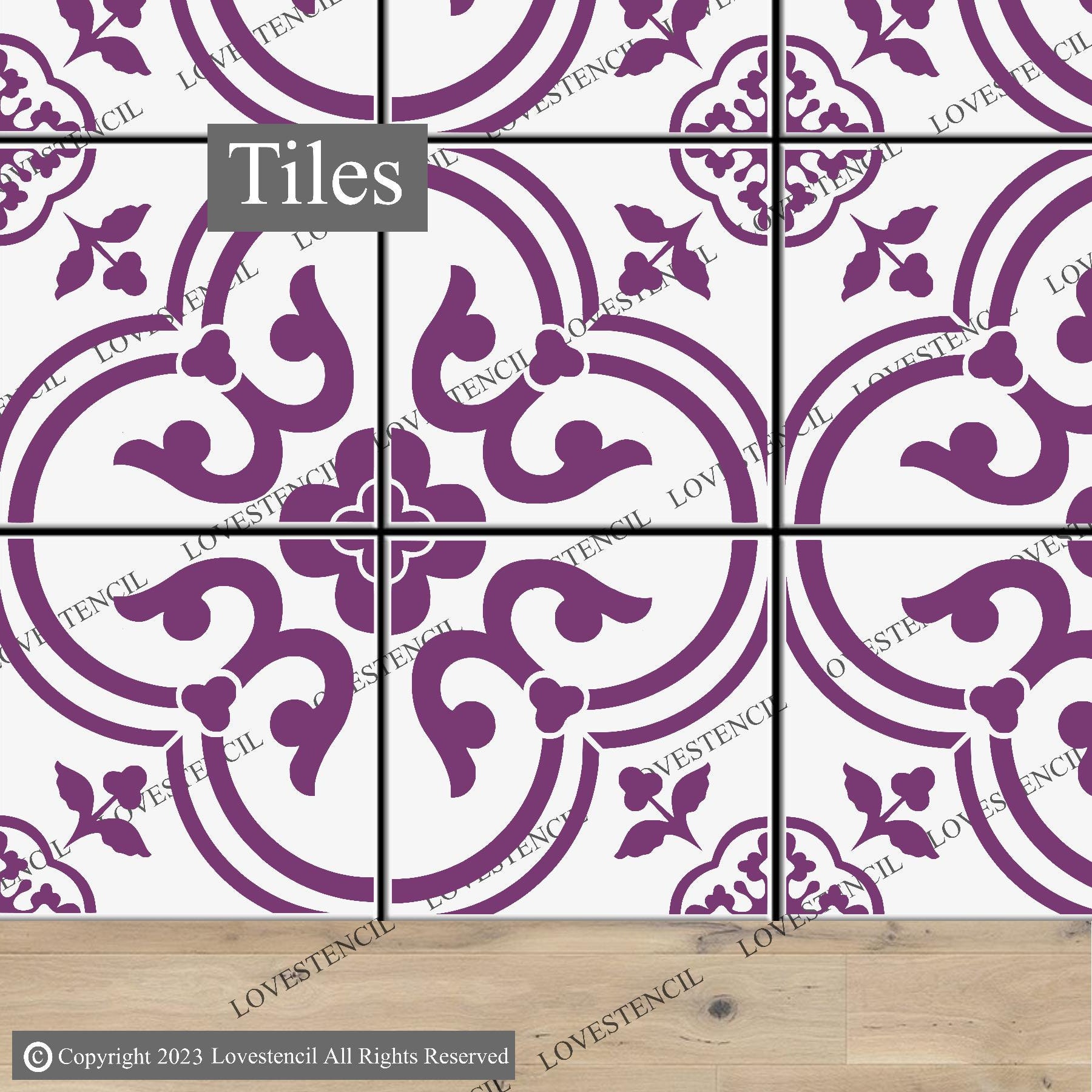 Tile Stencils - Lovestencil - Bathroom/kitchen/hallways/floors/walls ...