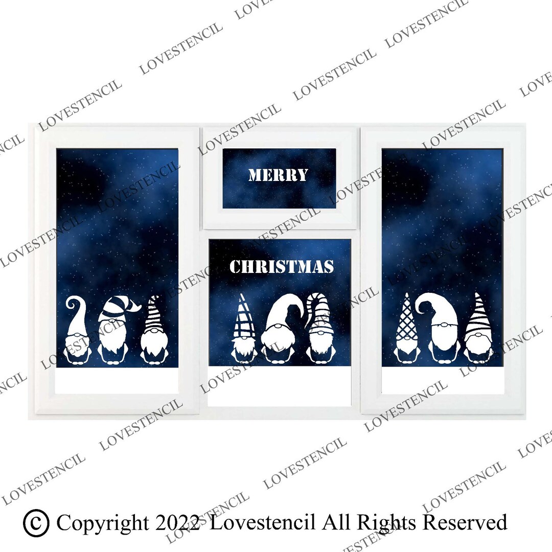 Christmas Window Stencils Gnomes for Use With Snow Spray - Etsy
