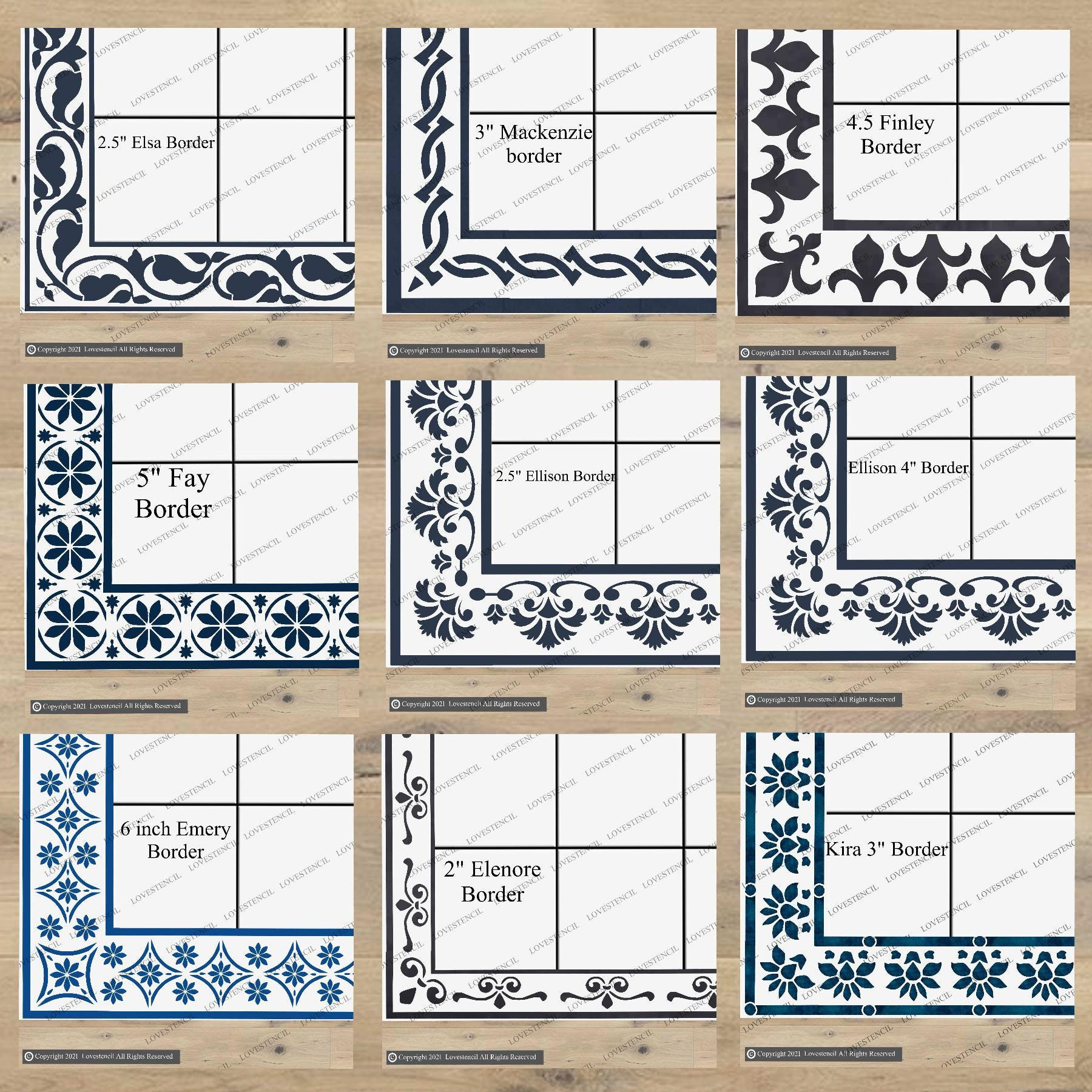 Tile Border/corner Stencils - Lovestencil - Bathroom/kitchen/patio ...