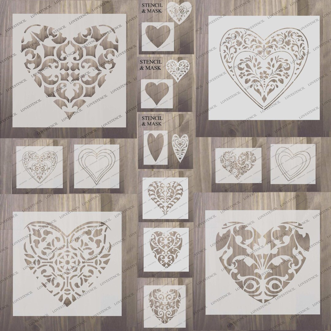 Heart Stencils. Large for Crafts & Walls - Etsy