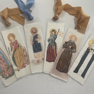 Watercolor Saint Bookmark: Deckled Paper Religious Icon - Etsy