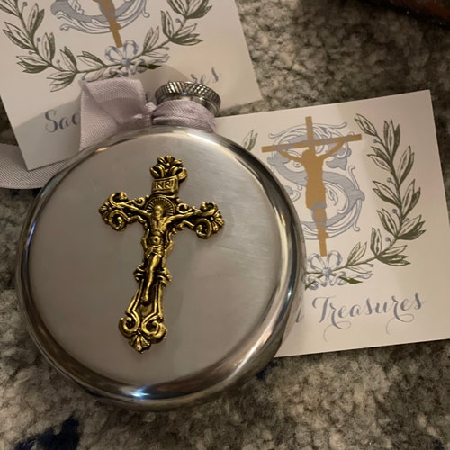 1 OZ Holy Water Flask Engraved Personalized Religious Gift - Etsy