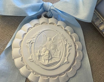 Guardian Angel Crib Medal With White and Pink Ribbons for Baby Girls - Etsy