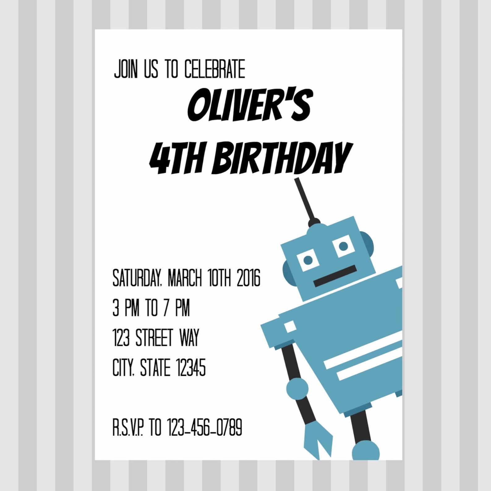 ROBOT BIRTHDAY PARTY Robot Party Invitation Boy Birthday Birthday evite ...