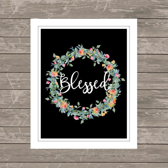 BLESSED Wall Art Typography Bedroom Wall Art Bathroom | Etsy