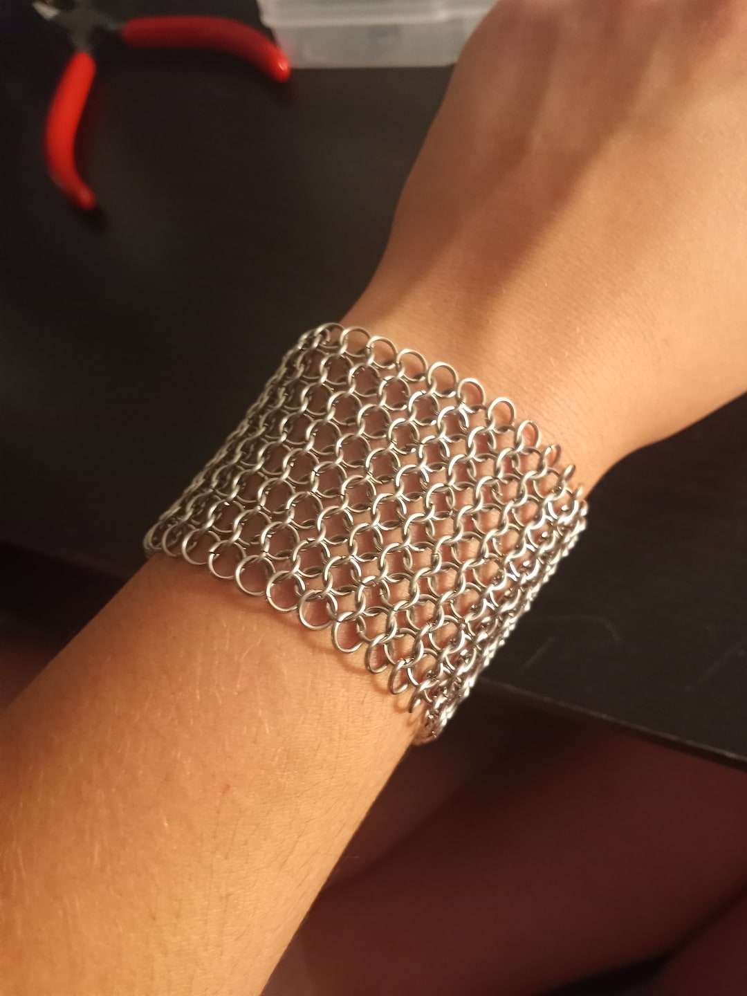 Stainless Steel Chainmaille Cuff Bracelet - Etsy