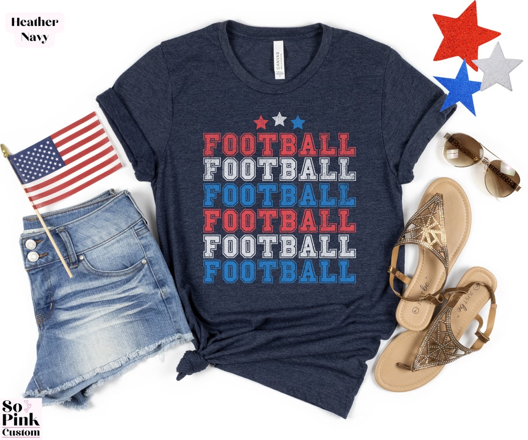 American Flag Football Shirt, 4th of July Shirt, College Football ...
