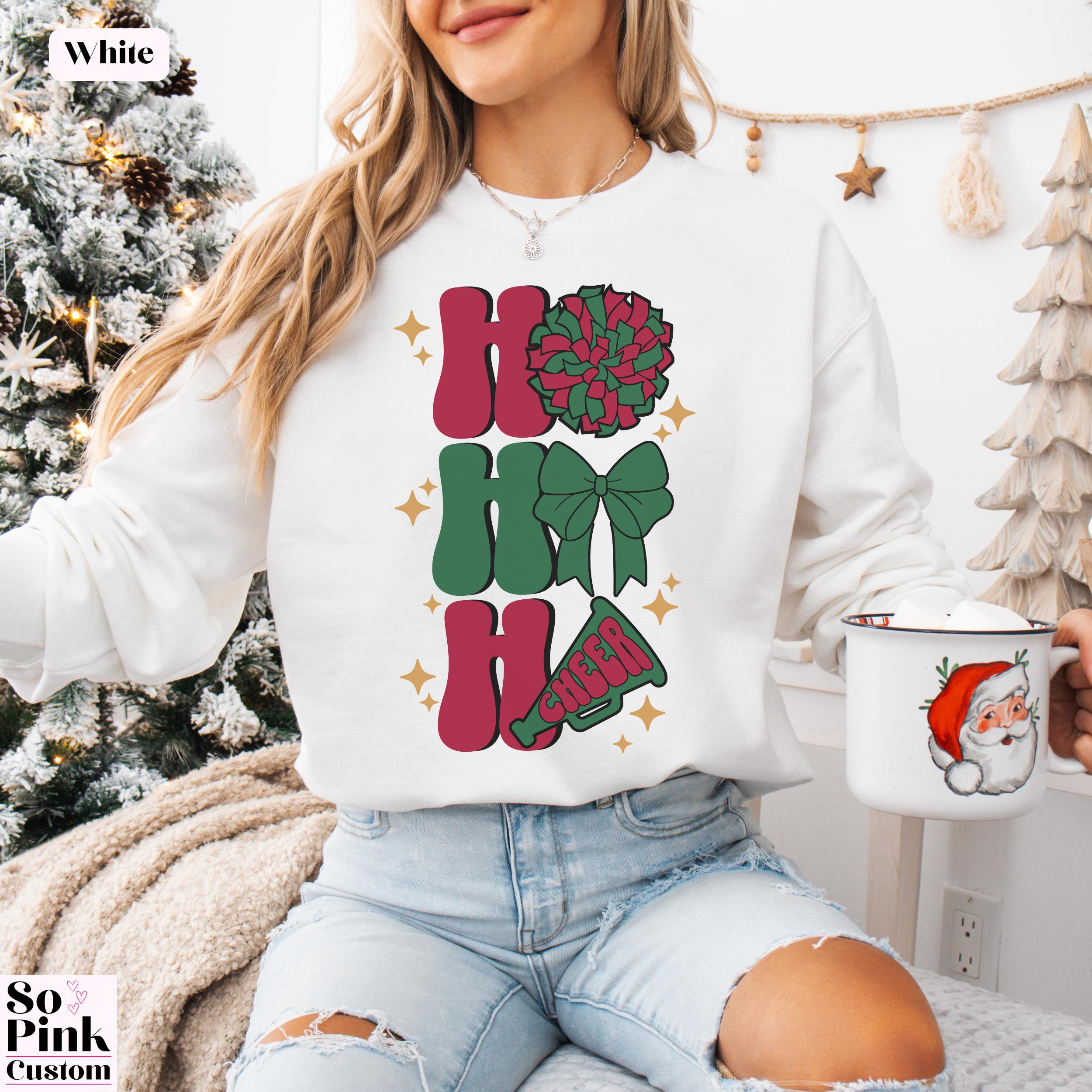 Retro Ho Ho Ho Cheer Christmas Sweatshirt, Cheerleader Christmas ...