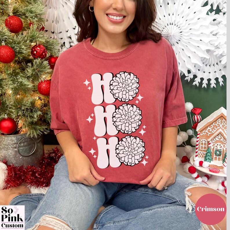 Comfort Colors Ho Ho Ho Christmas Cheer Shirt, Holiday Cheerleader ...