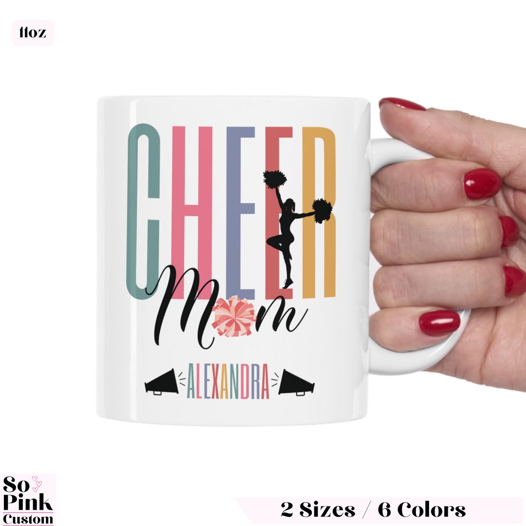Personalized Cheer Mom Mug With Name, Custom Cheer Mom Coffee Mug ...