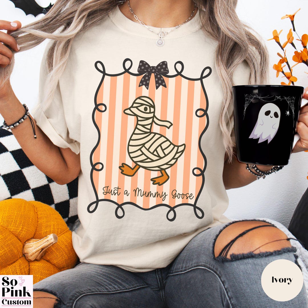 Comfort Colors Just A Mummy Goose Halloween Shirt, Coquette Halloween ...