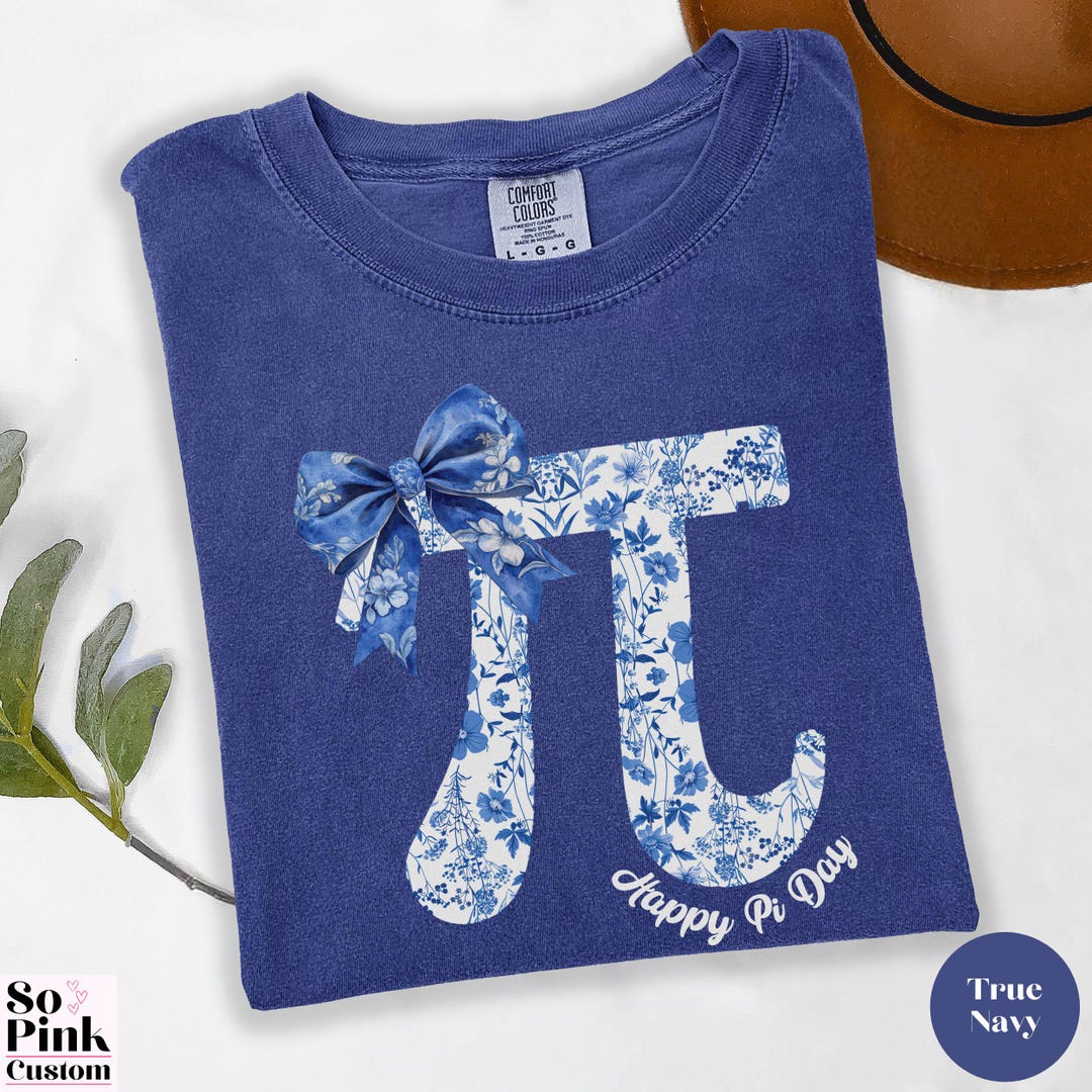 Comfort Colors Toile De Jouy Happy Pi Day Shirt, Coquette Bow Math ...
