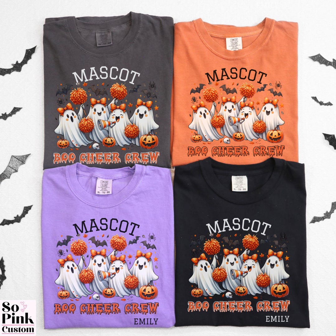 Comfort Colors Custom Mascot Cheer Shirts, Ghost Cheer Shirt, Halloween ...