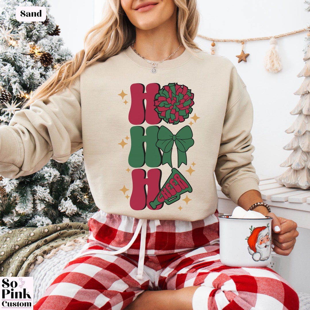 Retro Ho Ho Ho Cheer Christmas Sweatshirt, Cheerleader Christmas ...
