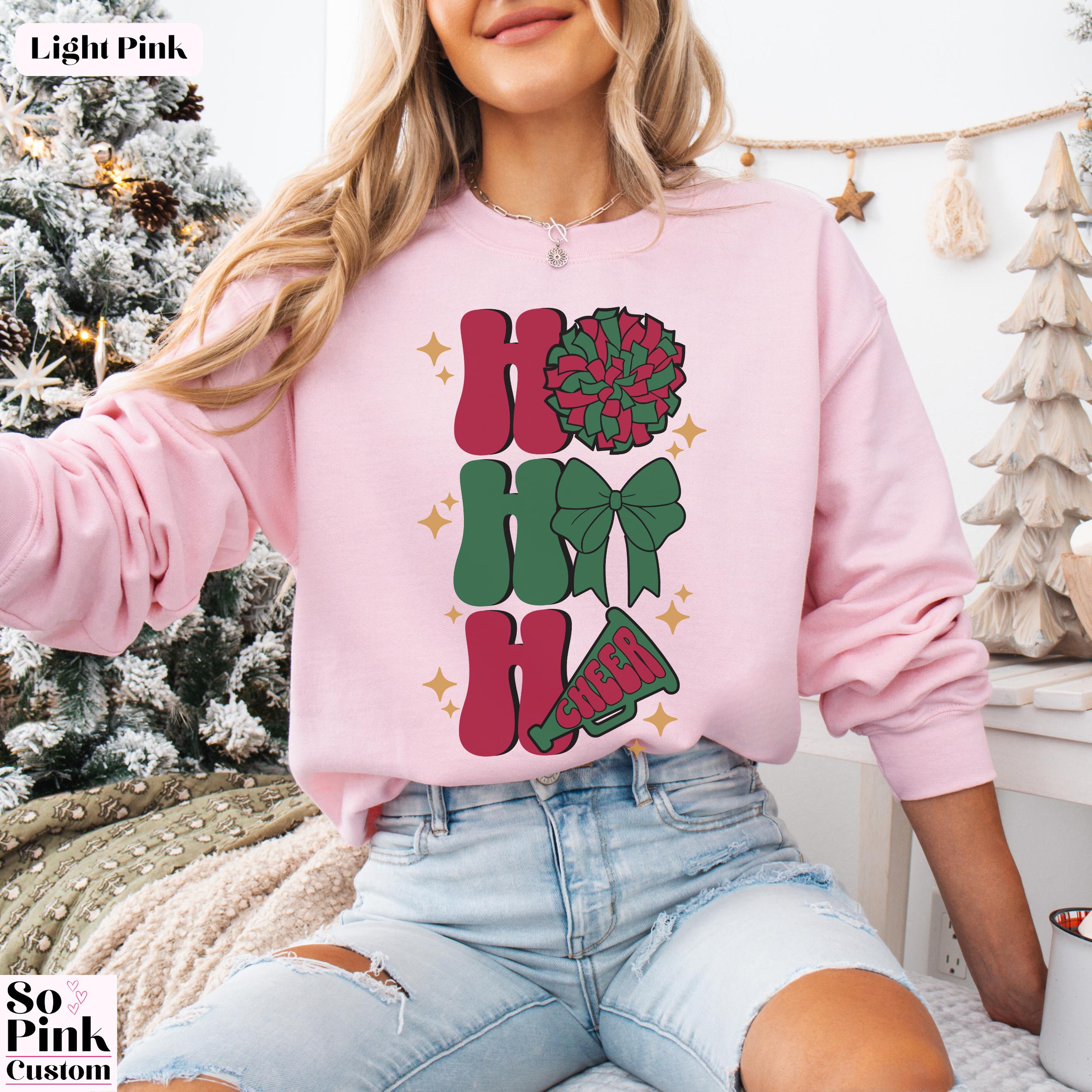Retro Ho Ho Ho Cheer Christmas Sweatshirt, Cheerleader Christmas ...