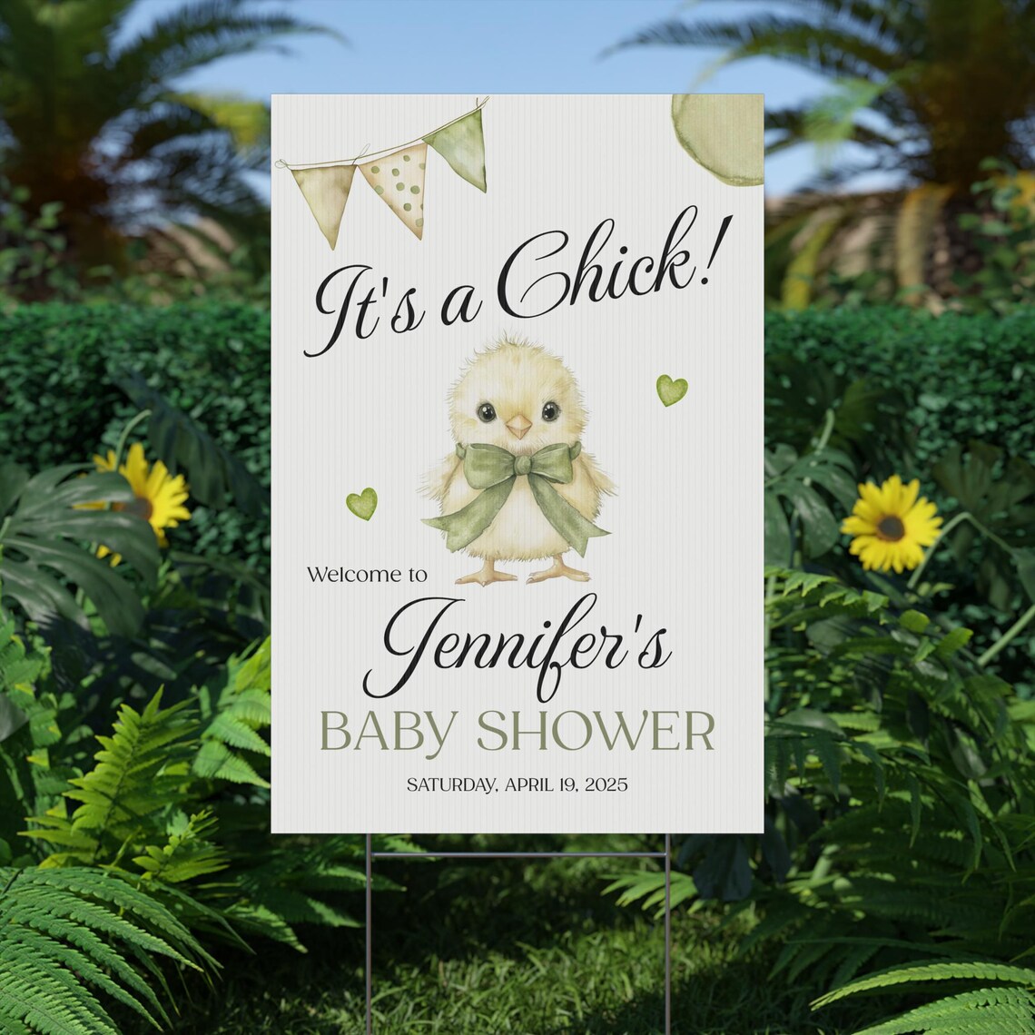 Printed It's A Chick Baby Shower Welcome Sign, Gender Neutral Spring ...