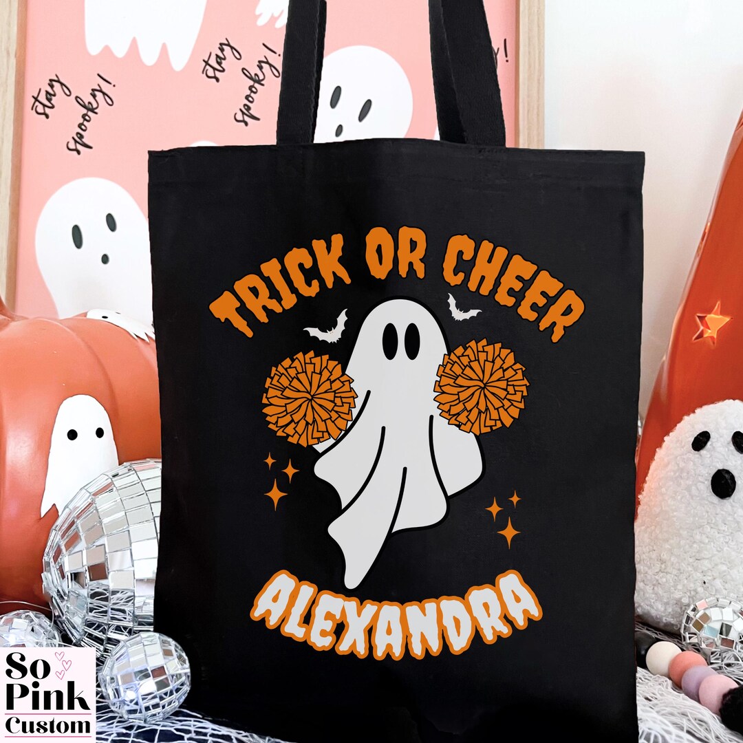 Personalized Cheerleader Trick or Treat Bag, Halloween Cheer Tote Bag ...