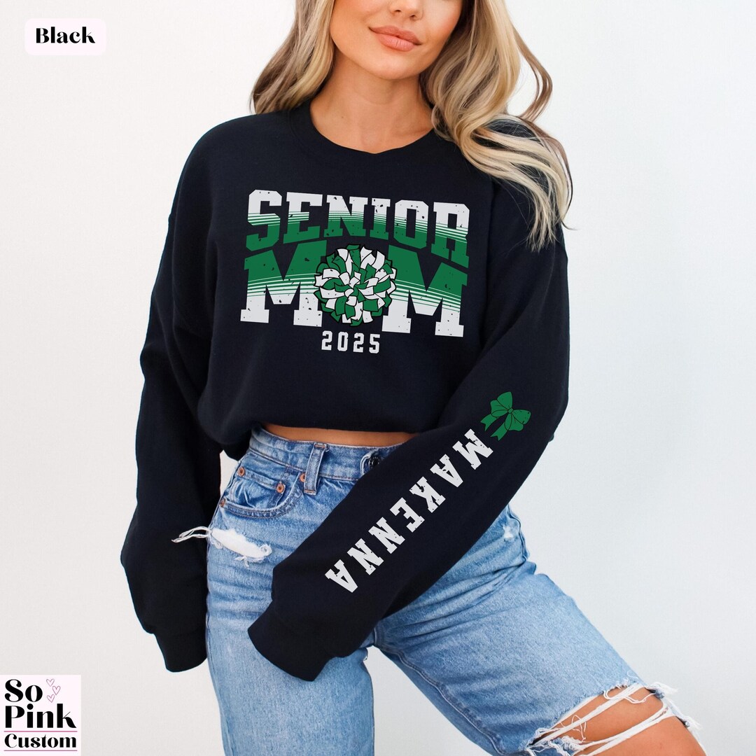 Senior Cheer Mom Sweatshirt With Name on Sleeve, Senior Cheer Mom Shirt ...